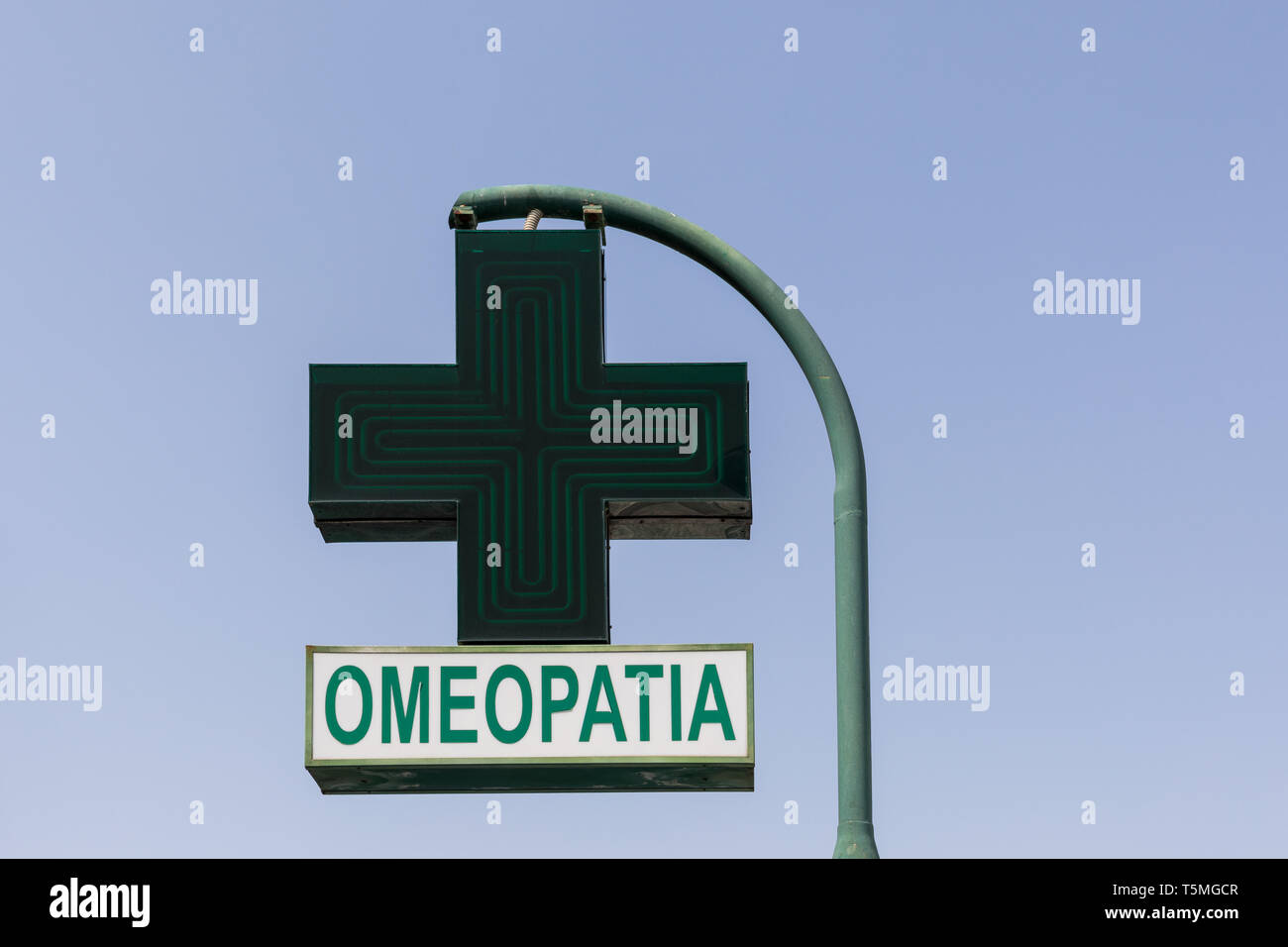 Omeopatia (homeopathy) sign Stock Photo - Alamy