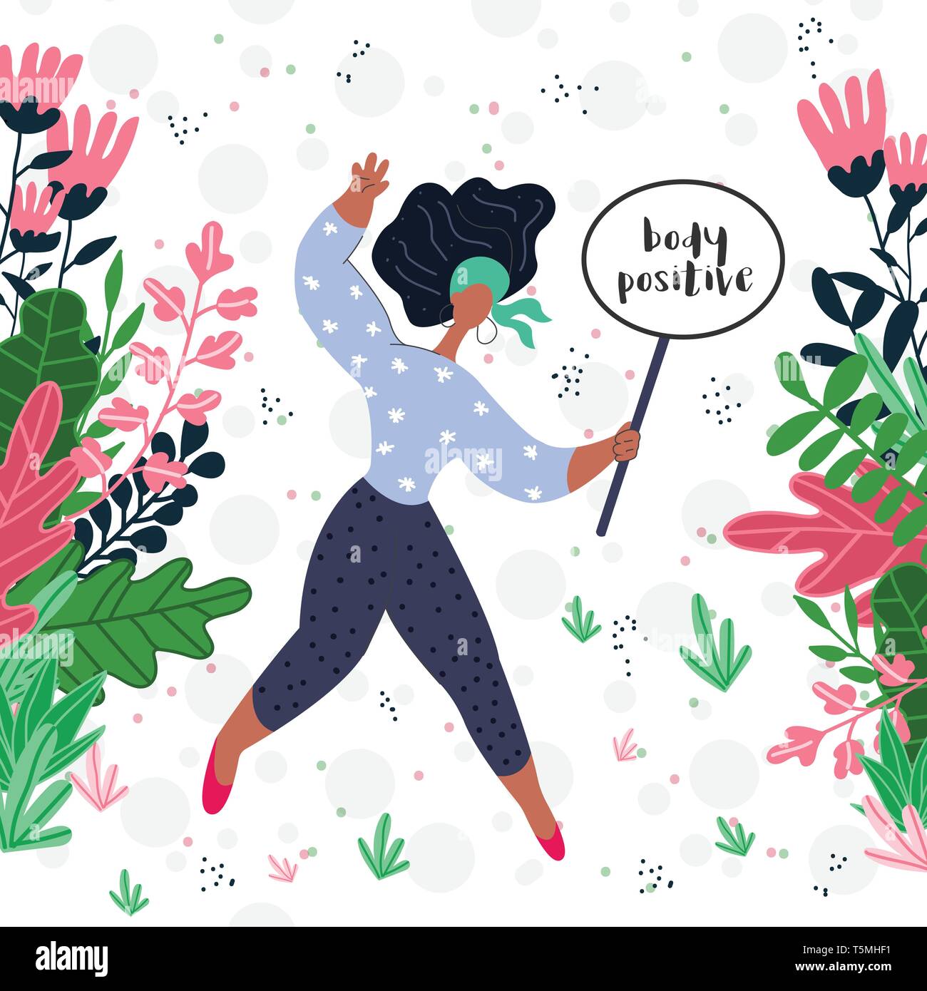 Vector illustration girl with body positive banner Stock Vector Image ...