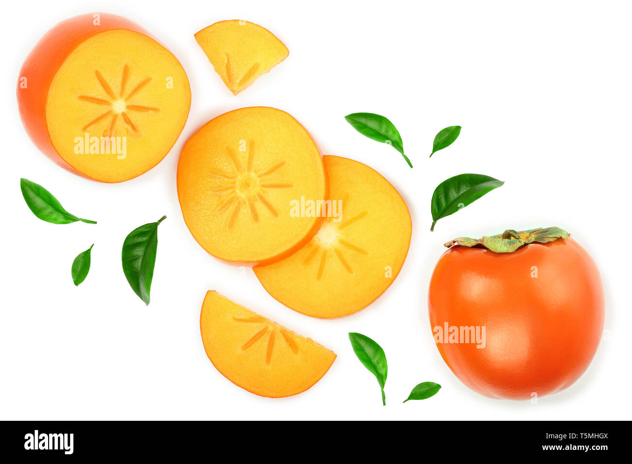 persimmon slice isolated on white background with copy space for your ...