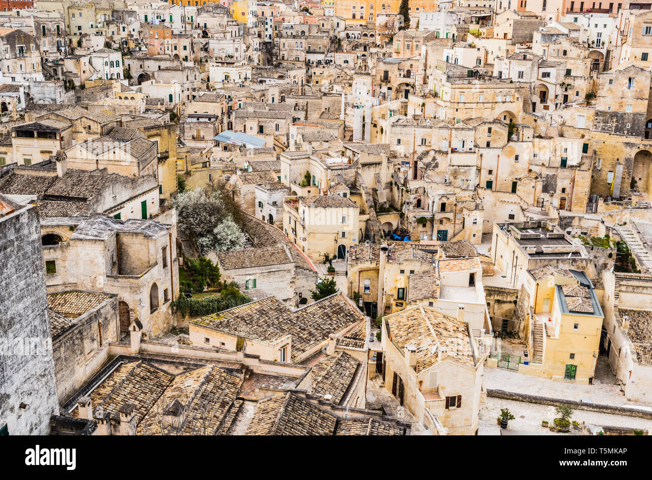 Panoramas of the ancient medieval city of Matera, in Italy Stock Photo ...