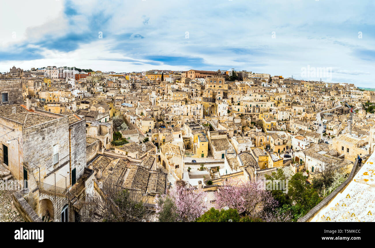 Panoramas of the ancient medieval city of Matera, in Italy Stock Photo ...