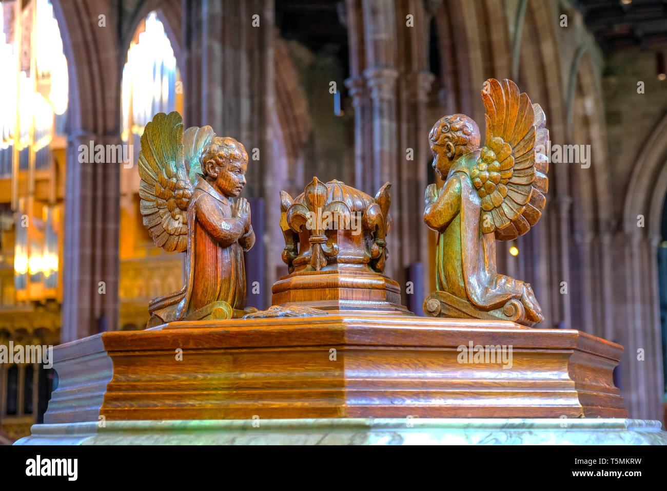 Manchester, UK - May 18 2018: Manchester Cathedral is the mother church ...