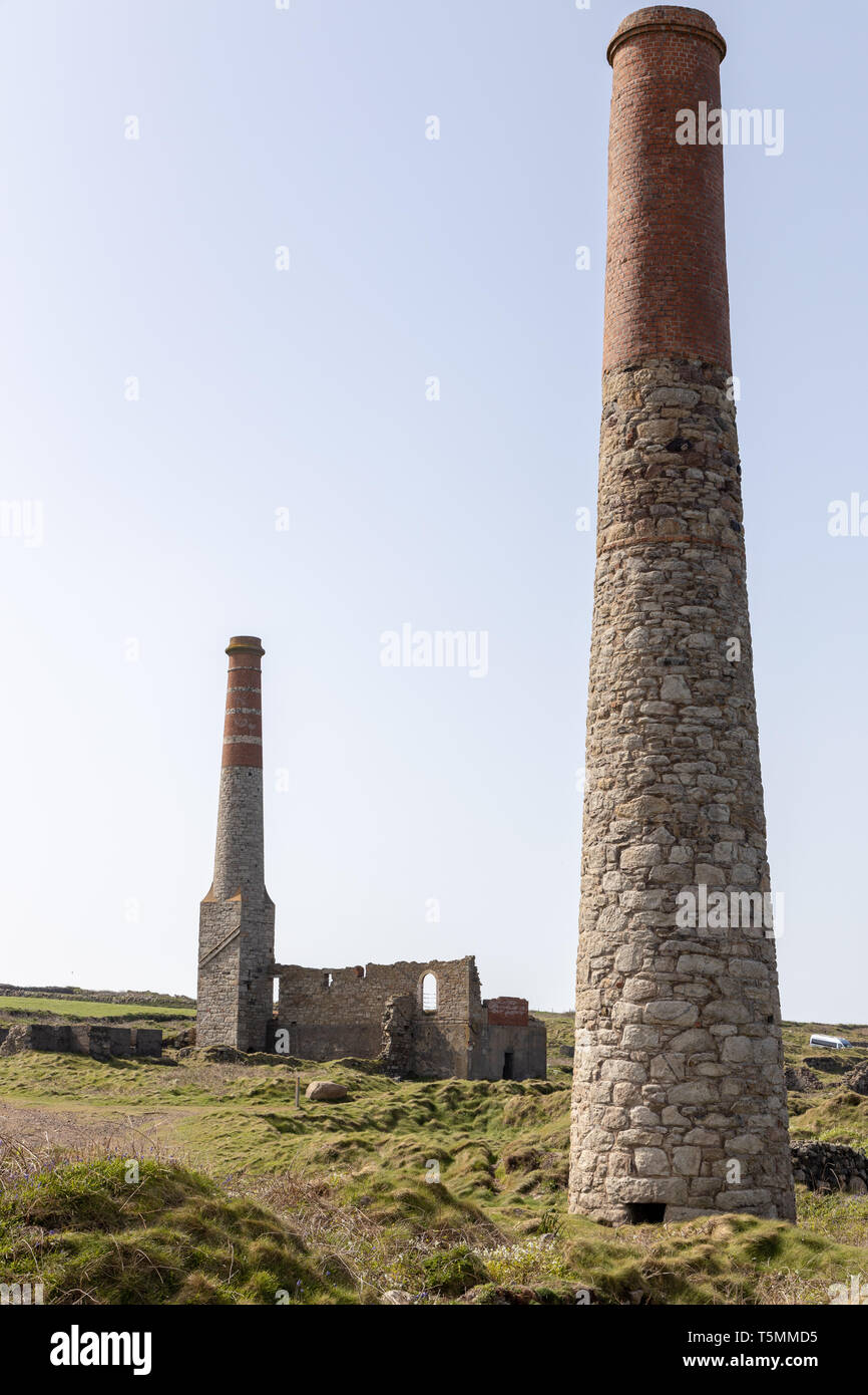 Landscape views of Cornish Tin mines - Levant Mine and Beam Engine ...