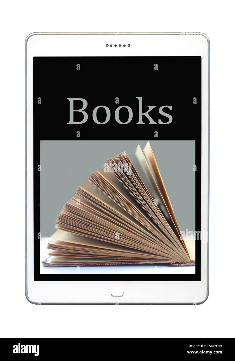 Book and teblet computer isolated on white Stock Photo - Alamy