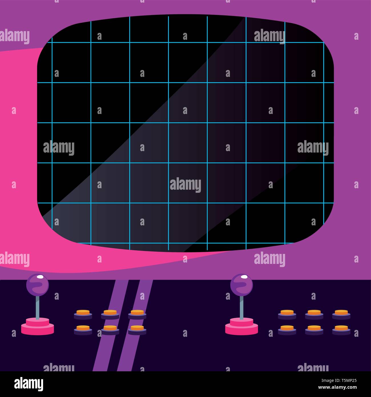 arcade machine screen control video game retro vector illustration ...