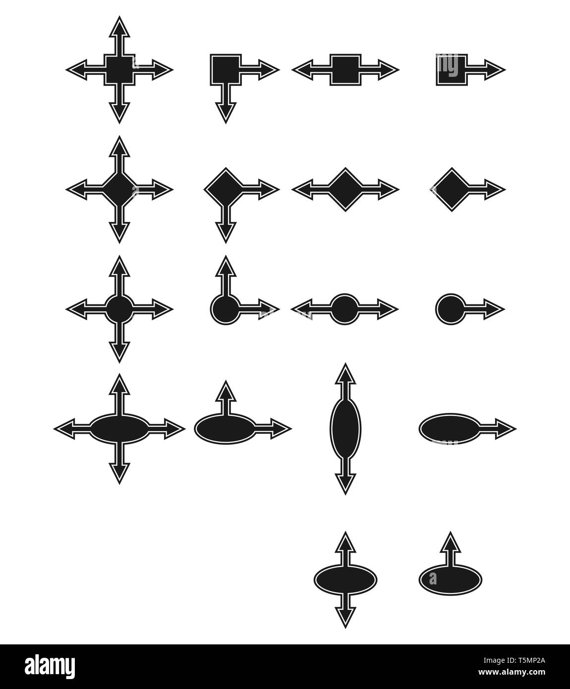 set of geometric shapes with arrows in different directions for the ...