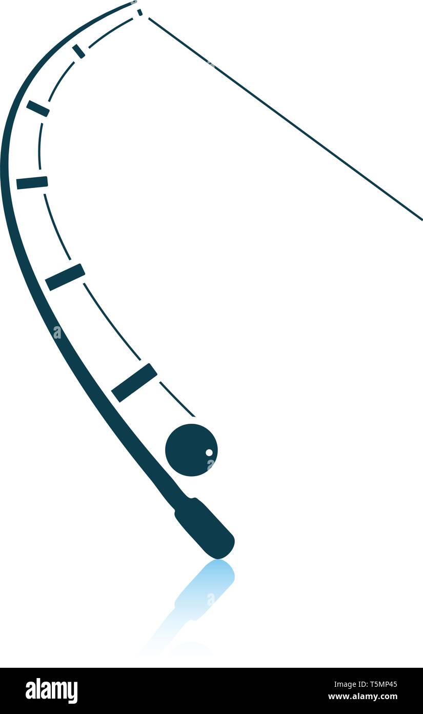 Icon of curved fishing tackle. Shadow reflection design. Vector ...