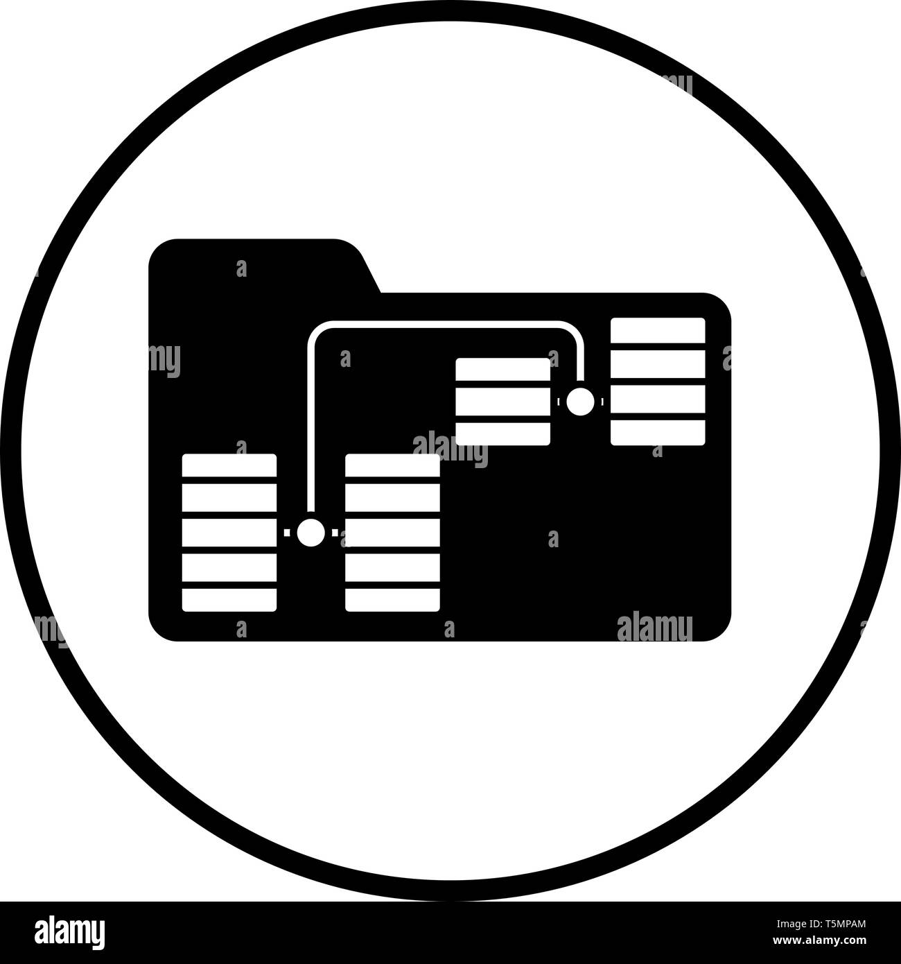 Folder Network Icon. Thin Circle Stencil Design. Vector Illustration ...