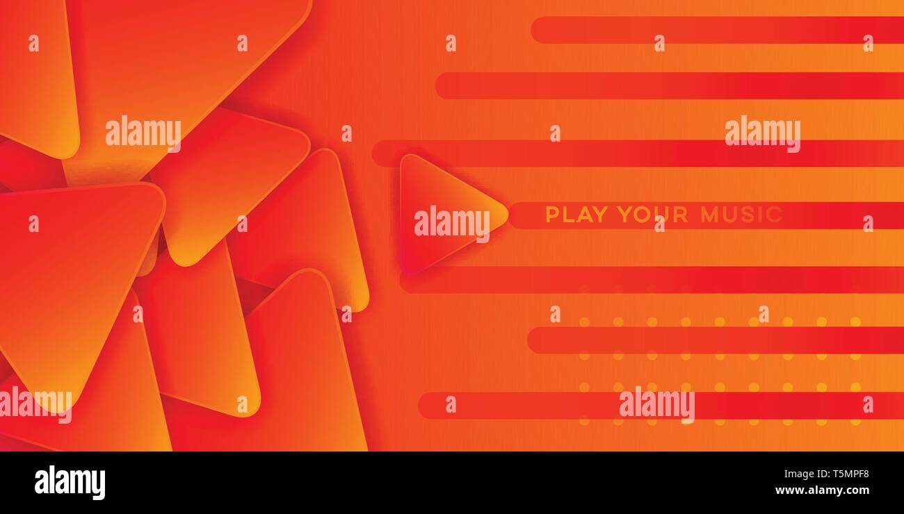 orange music abstract play button background design template vector ...
