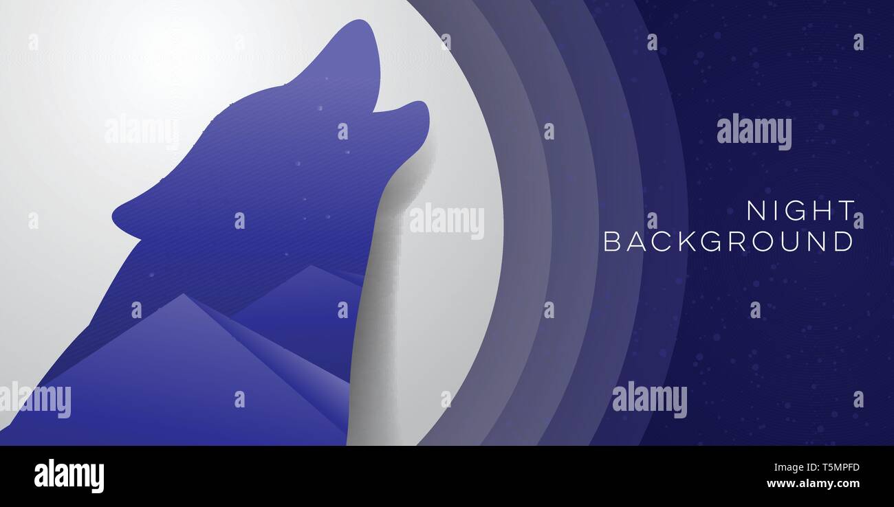 night wolf illustration design for your background template vector ...