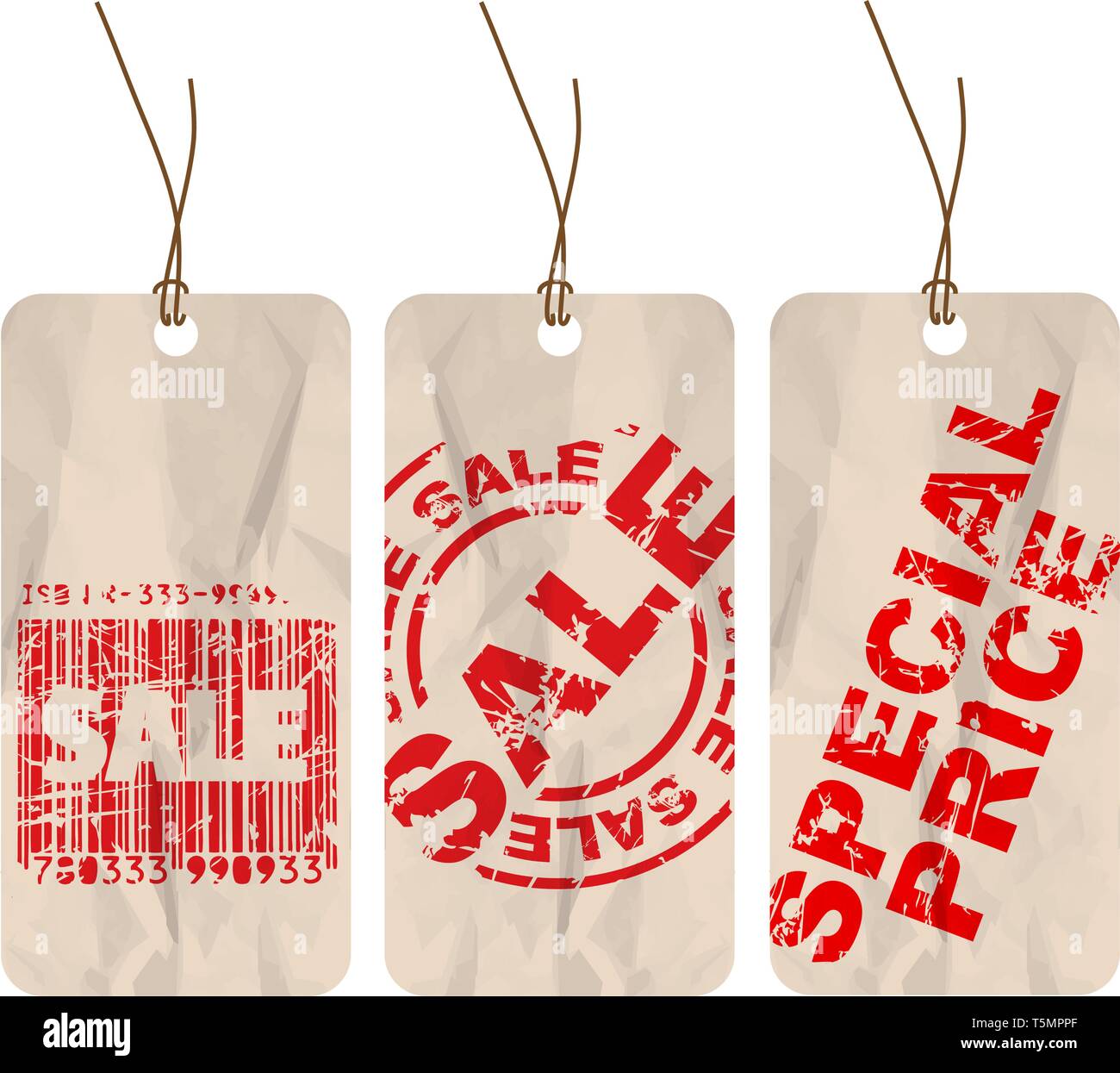 Set of crumpled paper tags for sale, discount Stock Vector Image & Art ...