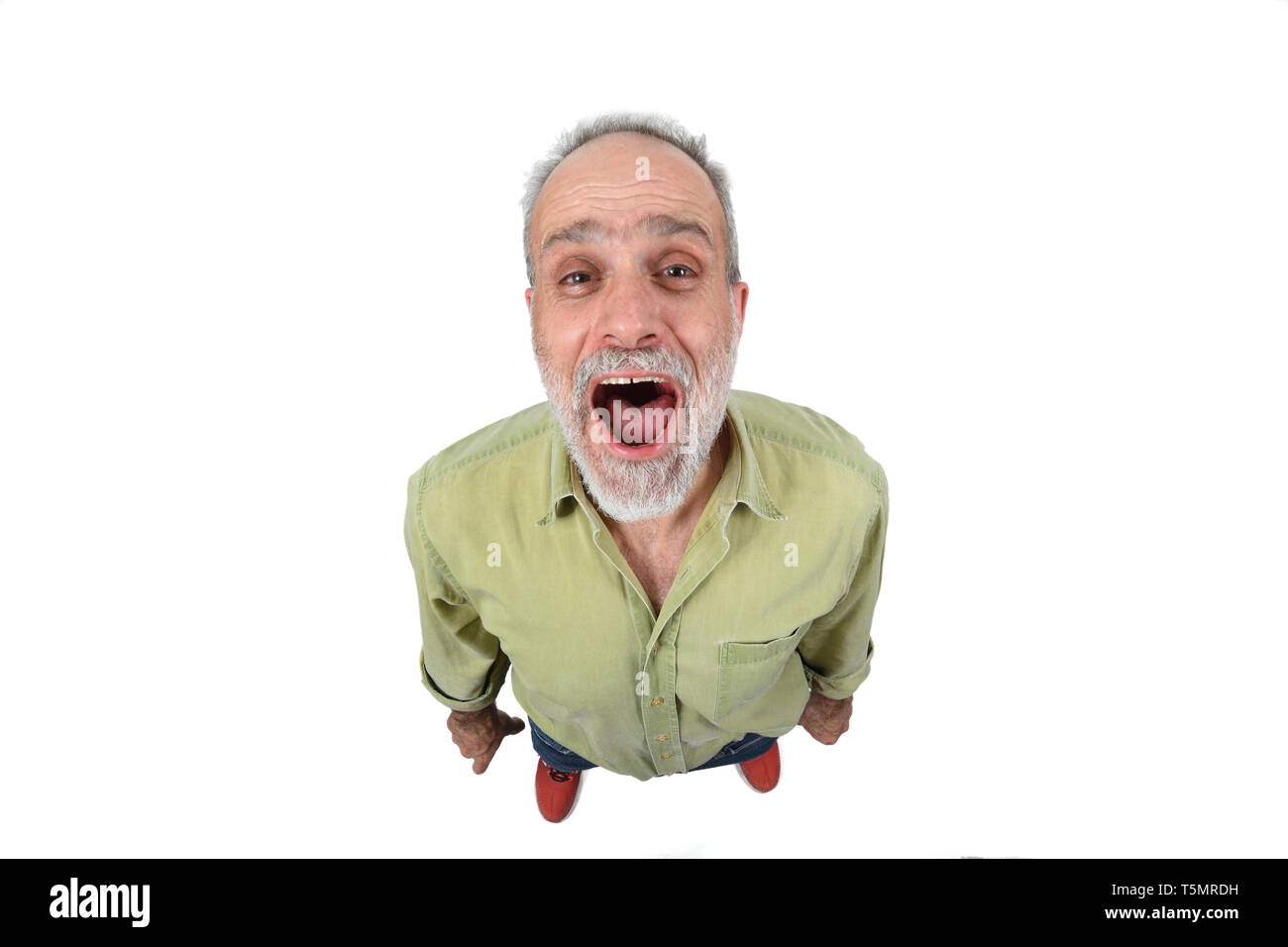 man screaming on white background Stock Photo - Alamy