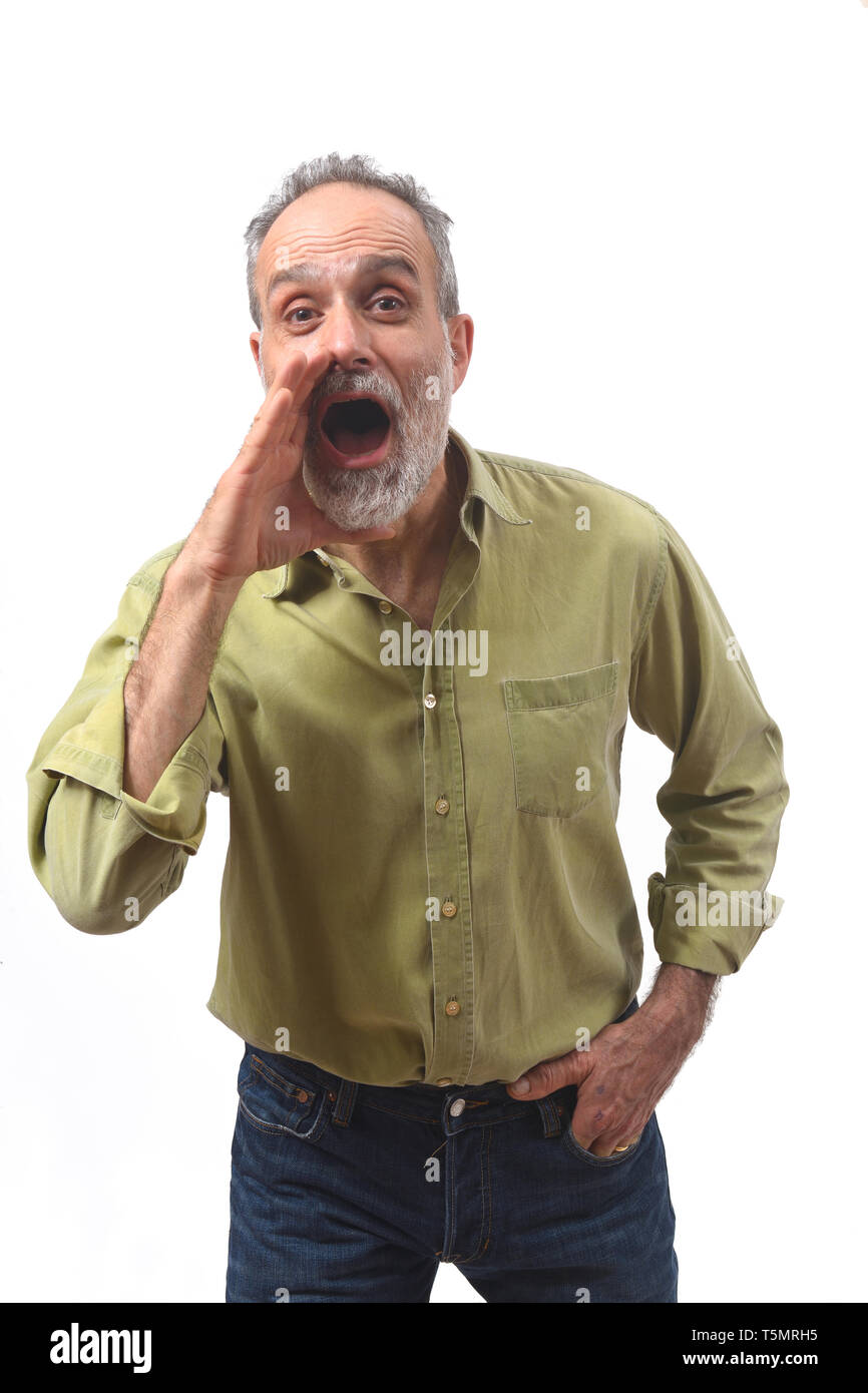 Screaming old man crazy face hi-res stock photography and images - Alamy