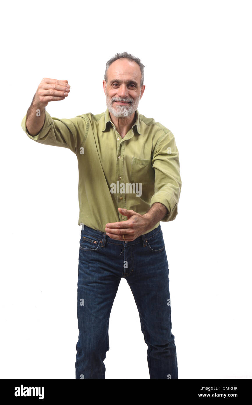 man hugging on white background Stock Photo - Alamy