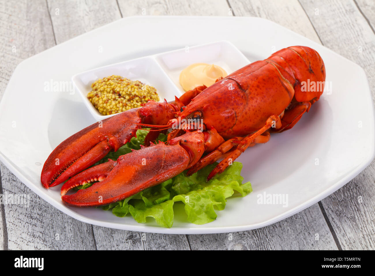 Luxury Lobster with sauces - ready for eat Stock Photo - Alamy