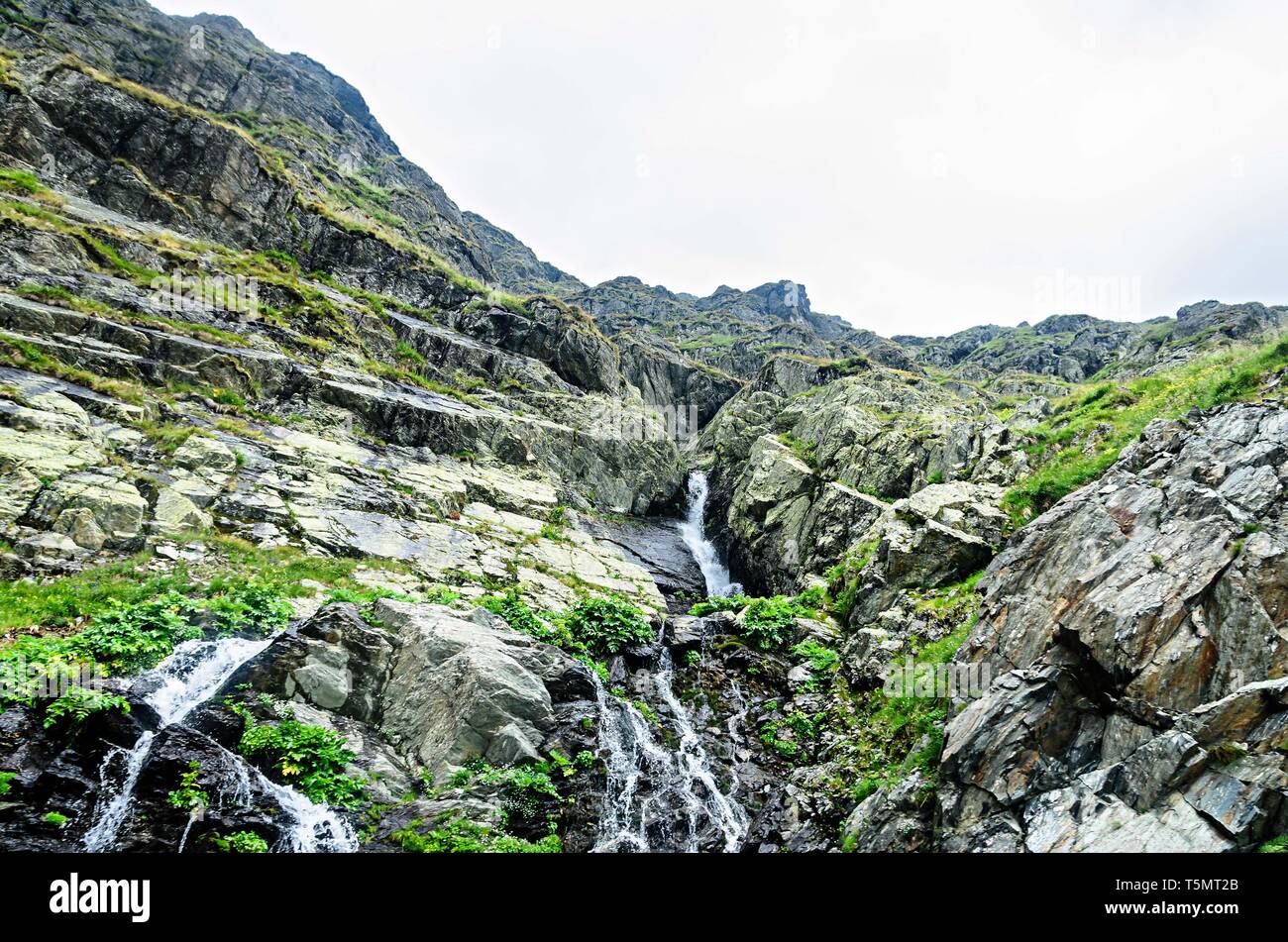 The waterfall called Balea on the Transfagarasan road from Fagaras ...