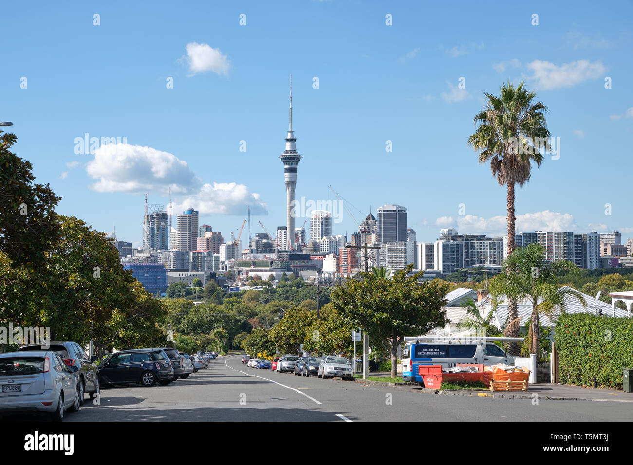 Suburbs of Auckland. SkyTower and CBD view Stock Photo - Alamy