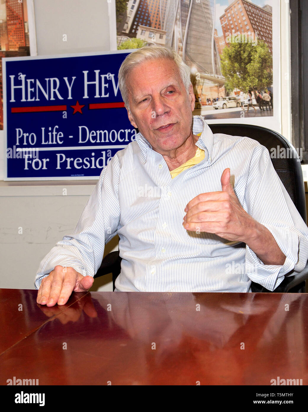New York, USA. 25 Apr, 2019. Henry F. Hewes at the press conference to ...