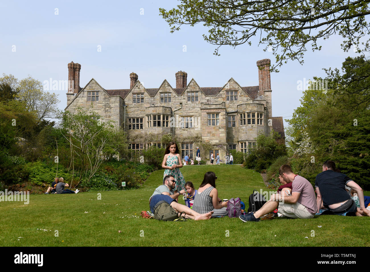 People having a picnic in front of Benthall Hall, Shropshire, England ...