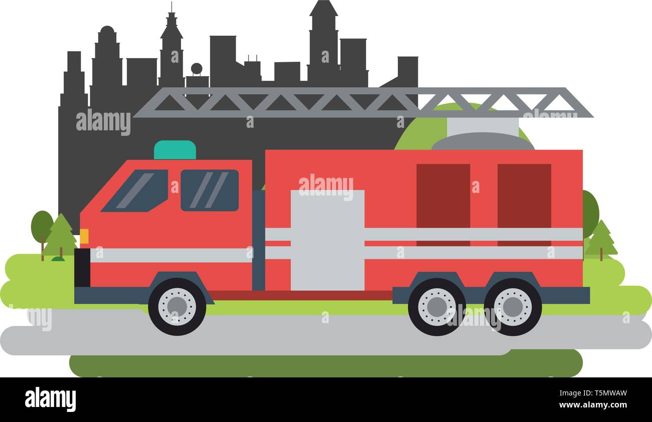 Firetruck vehicle isolated flat Stock Vector Image & Art - Alamy