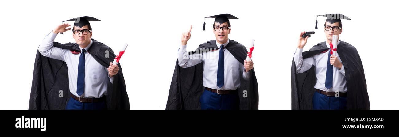 Student graduate isolated on white background Stock Photo - Alamy