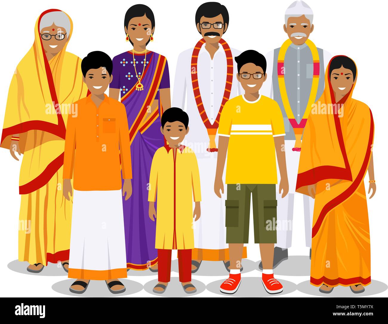 Family and social concept. Indian person generations at different ages ...