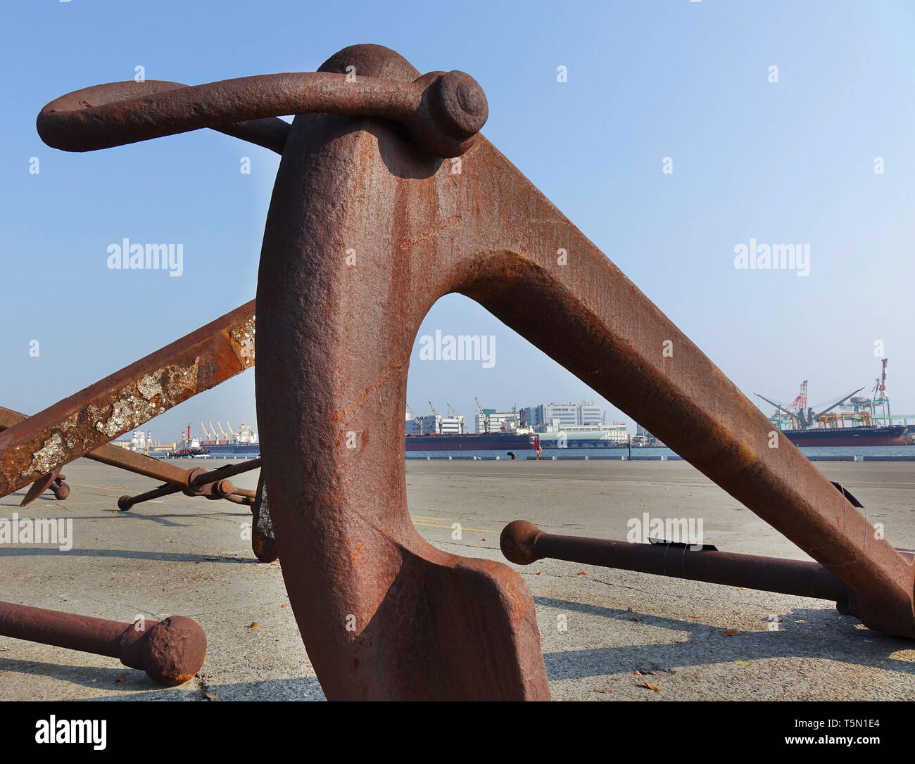 Large rusty buoy anchor encrusted with barnacles Stock Photo - Alamy