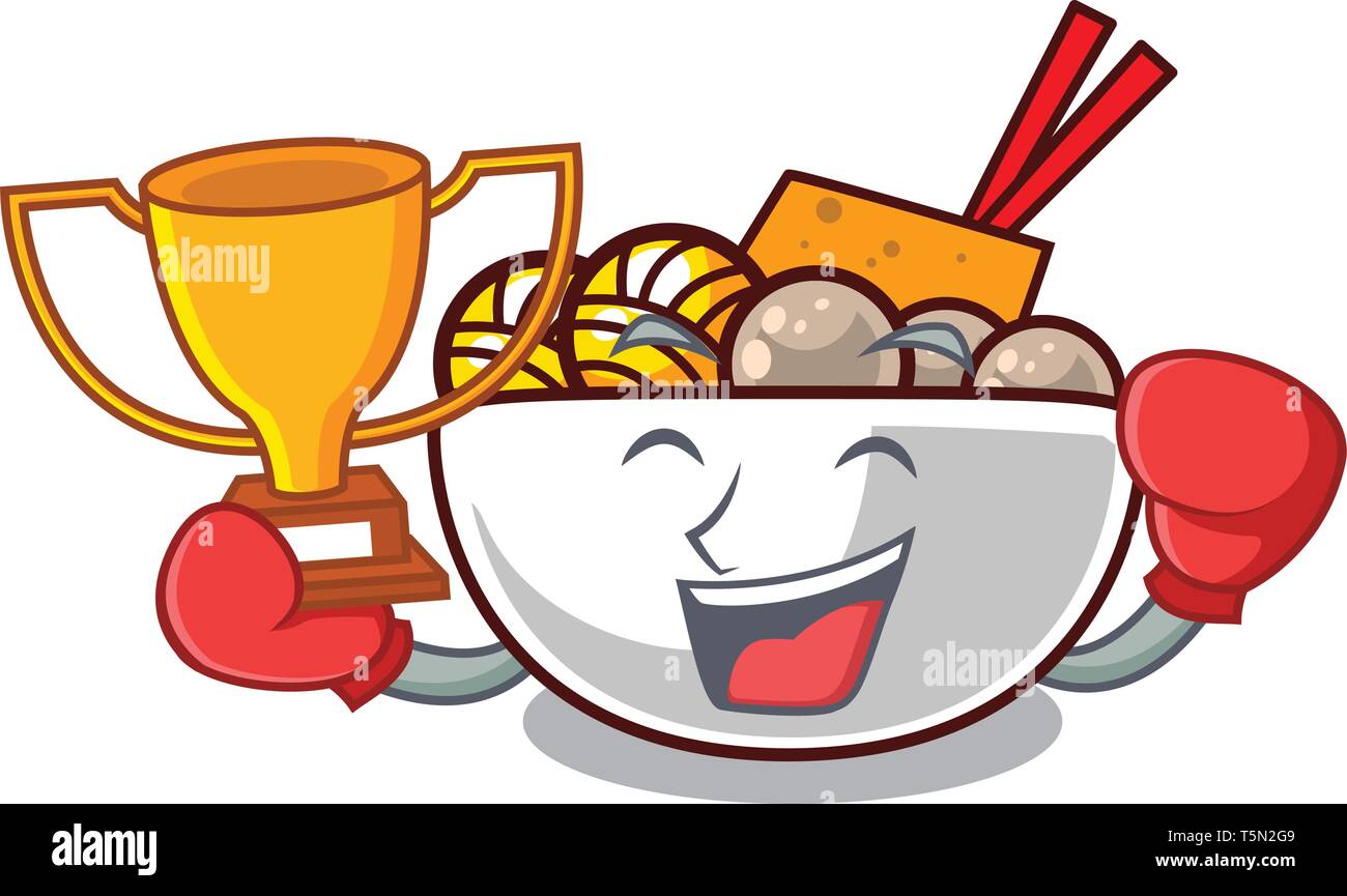 Boxing winner meatballs are served in cartoon bowl Stock Vector Image ...