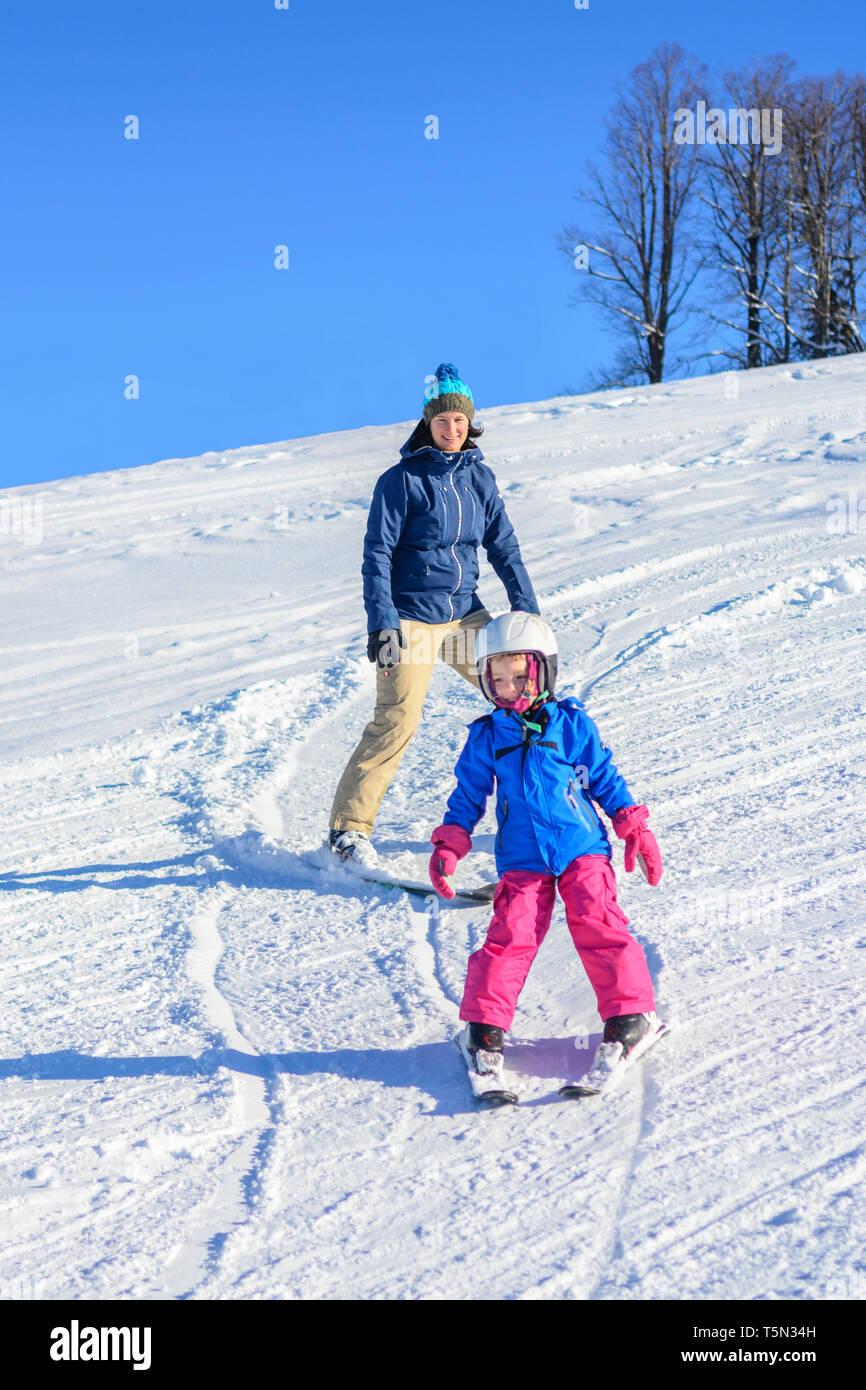 Alpine skiing on perfect prepared slope Stock Photo - Alamy