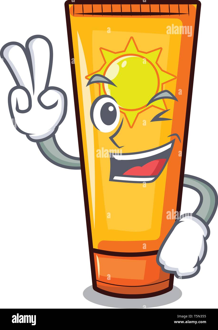 Two finger sun cream isolated in the character Stock Vector Image & Art ...
