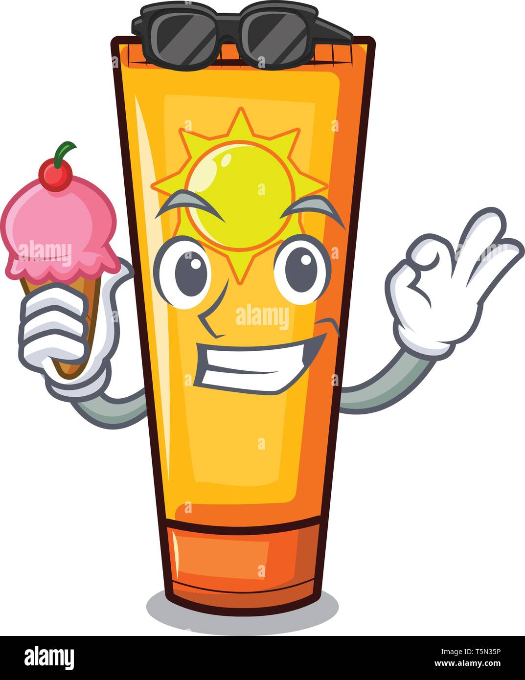 With ice cream sun cream isolated in the character Stock Vector Image ...