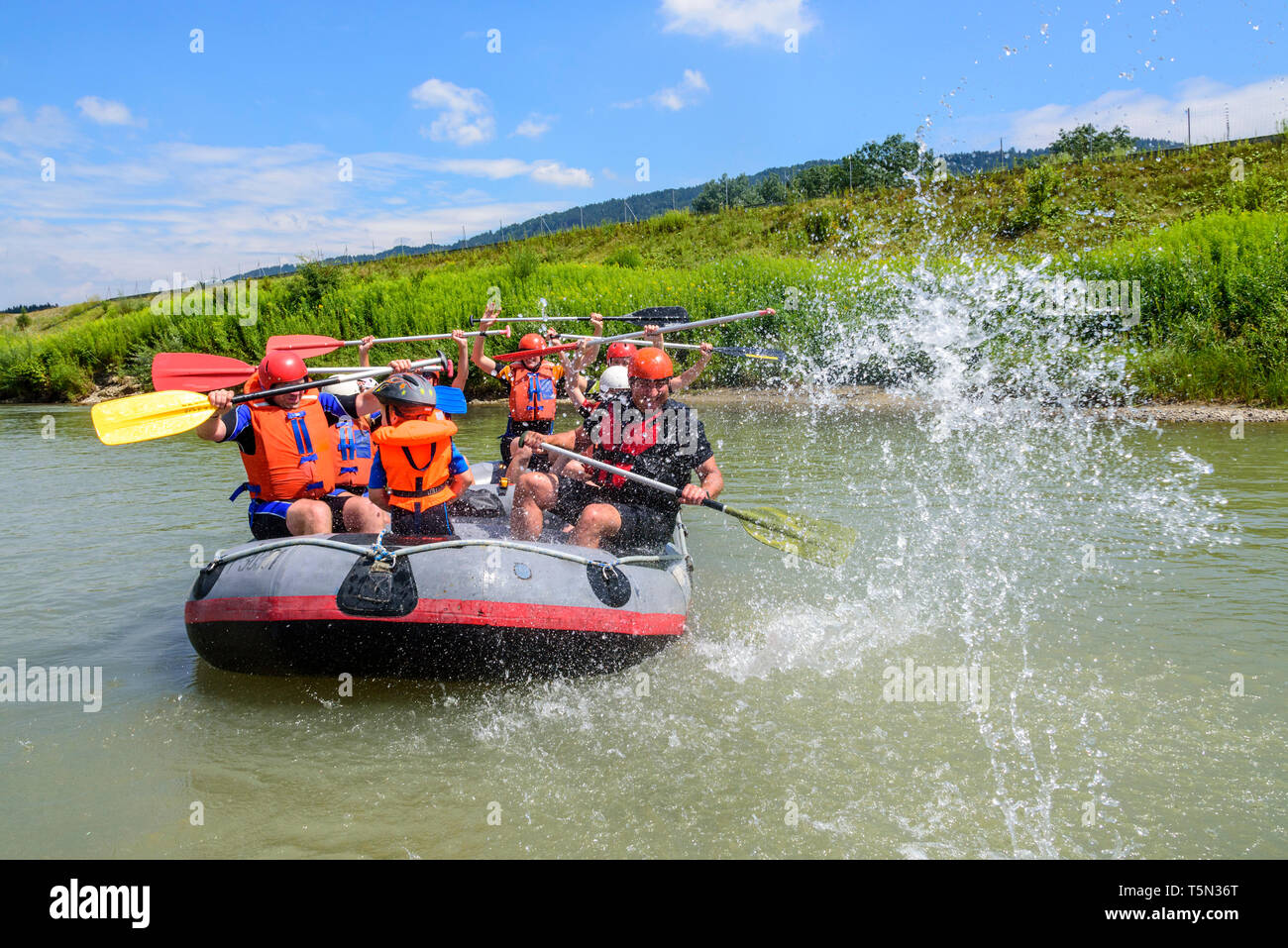 River rafting with families and children Stock Photo - Alamy