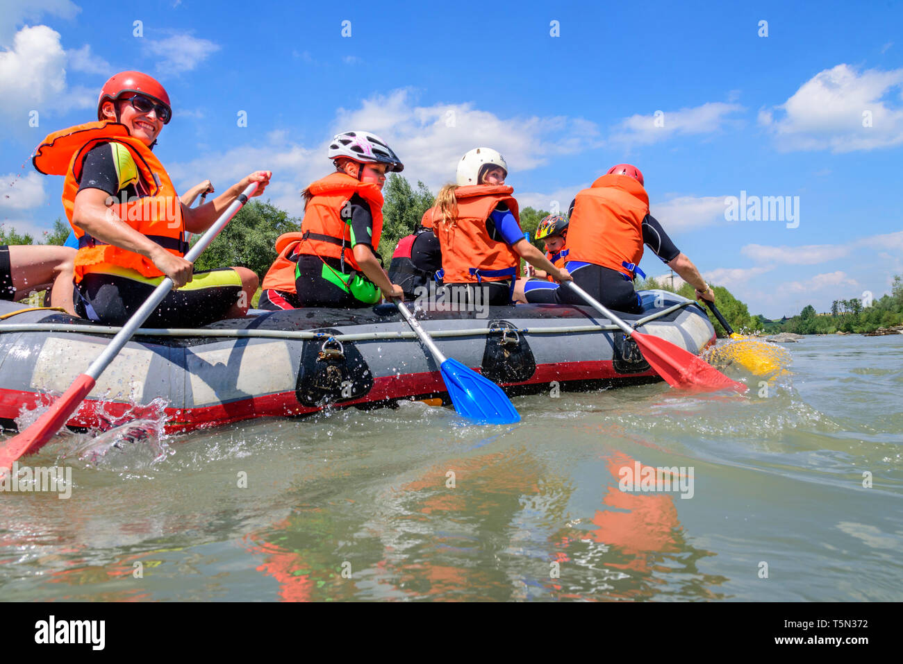 River rafting with families and children Stock Photo - Alamy