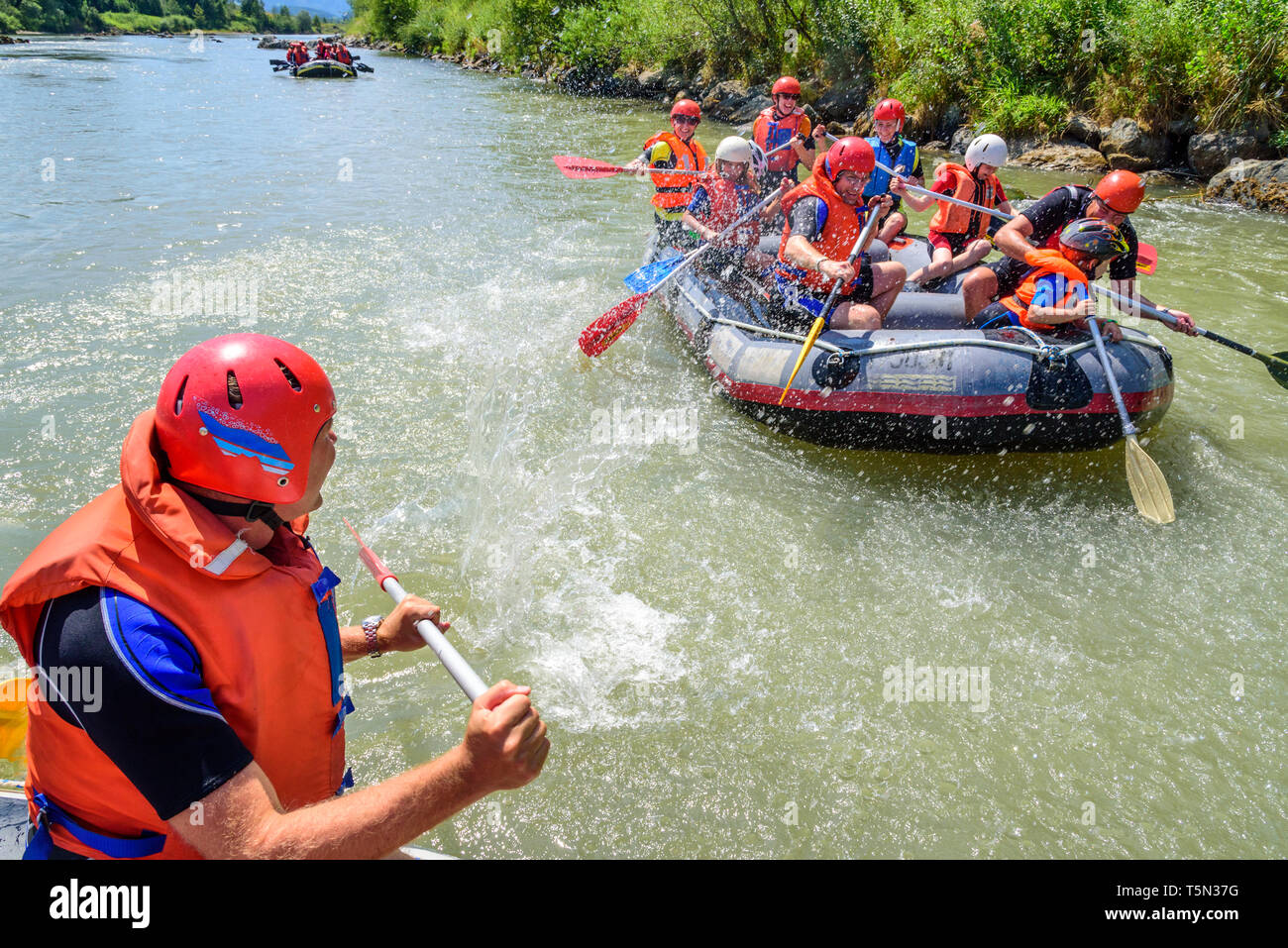 River rafting with families and children Stock Photo - Alamy