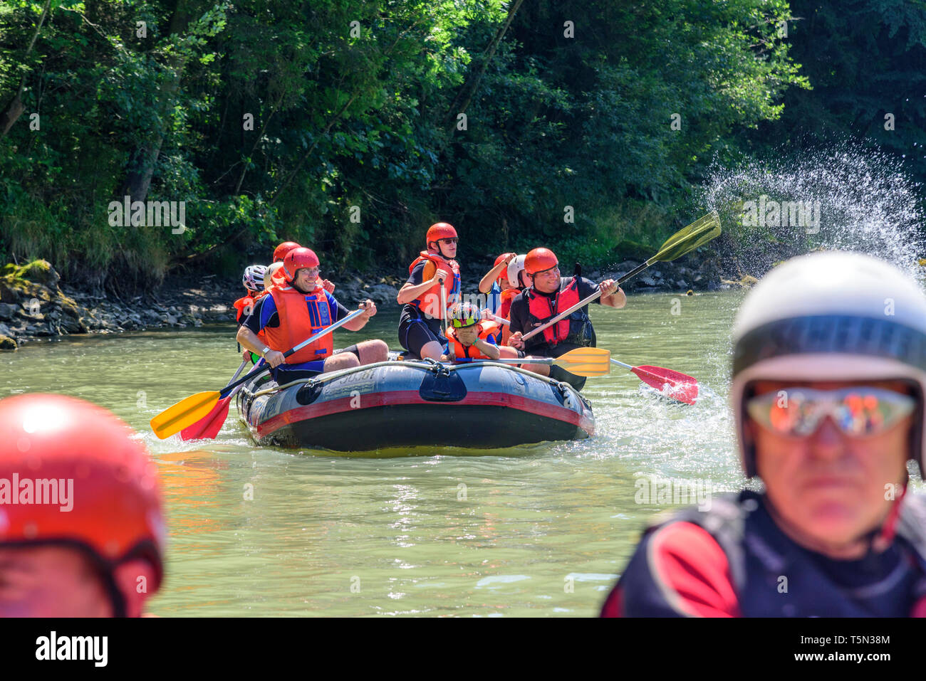 River rafting with families and children Stock Photo - Alamy