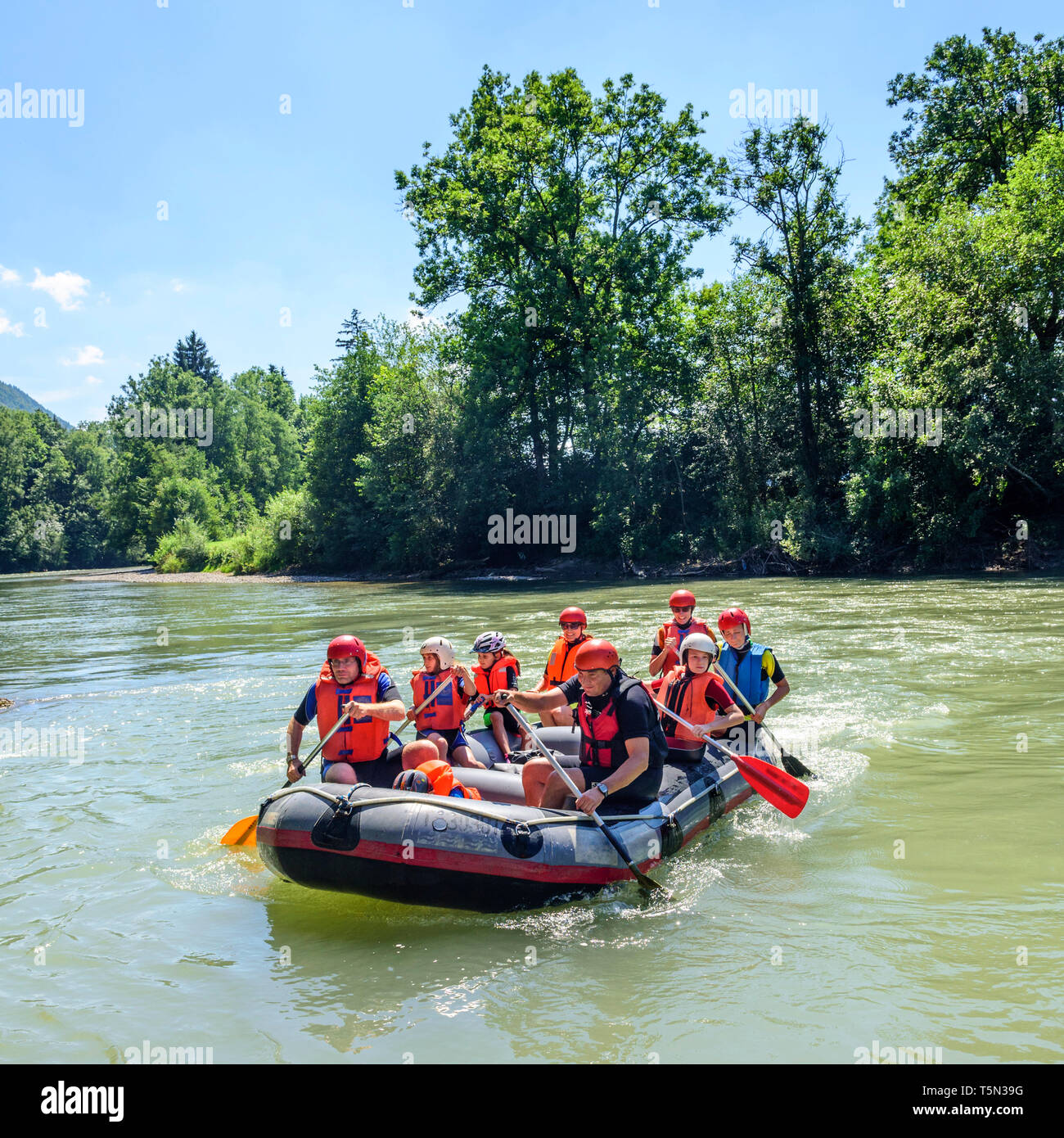River rafting with families and children Stock Photo - Alamy