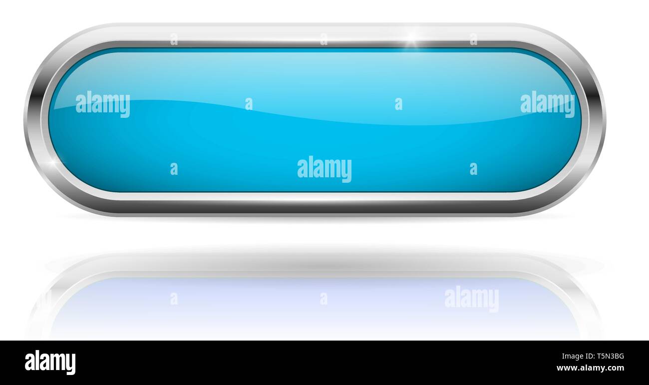 Blue oval button. Glass icon with chrome frame Stock Vector Image & Art ...