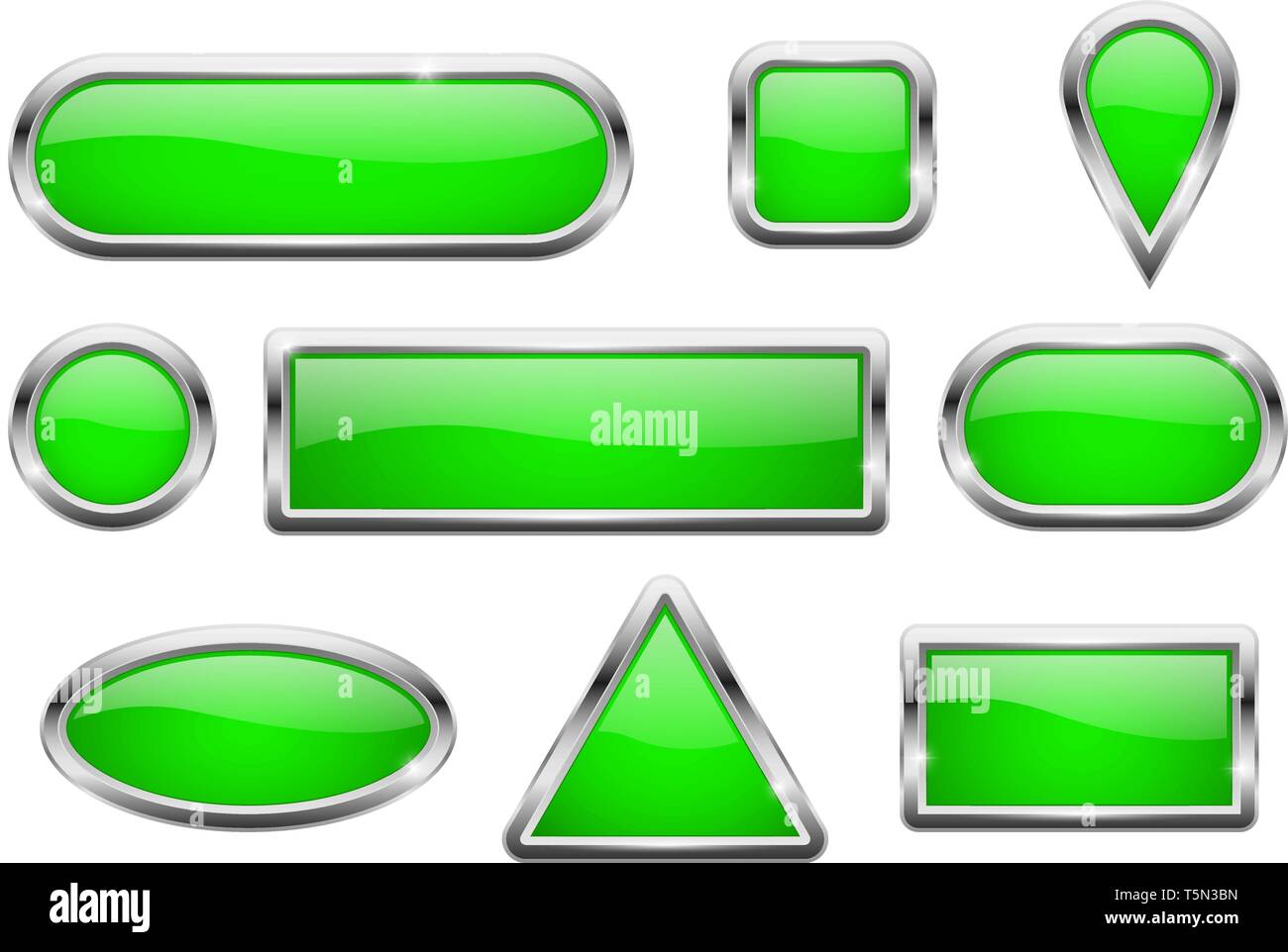 Green glass buttons with chrome frame Stock Vector Image & Art - Alamy
