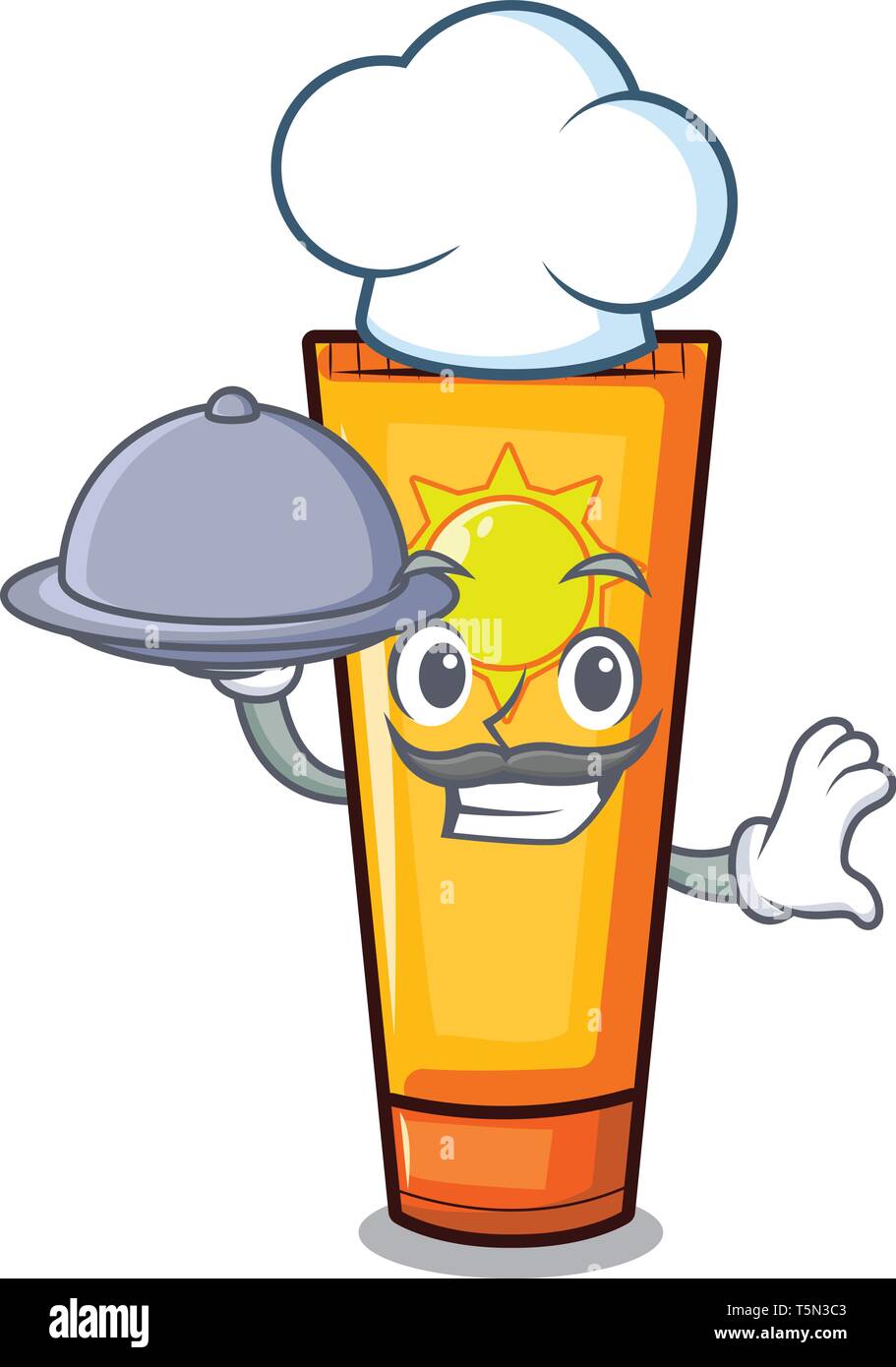 Chef with food cartoon sun cream in bag makeup Stock Vector Image & Art ...