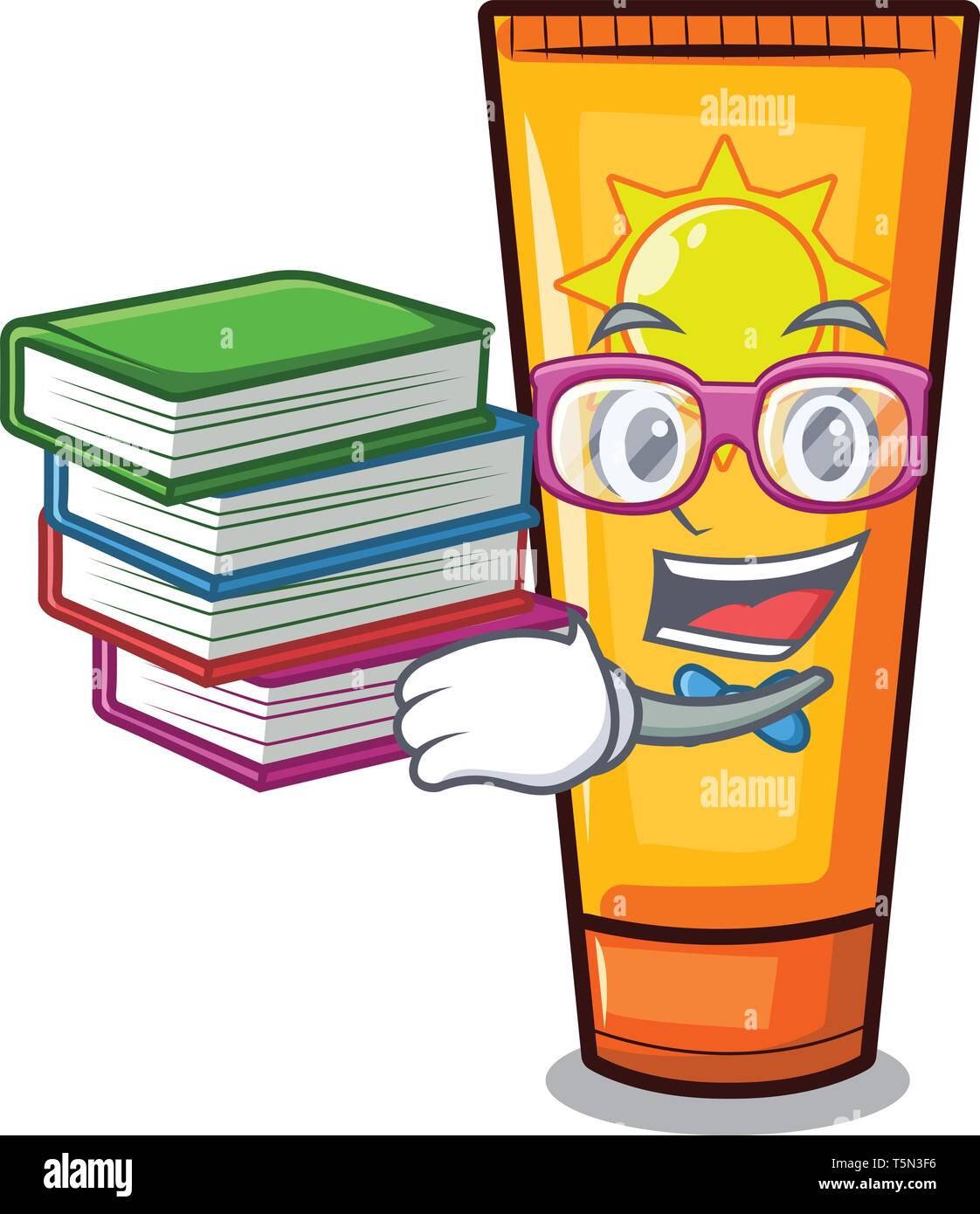 Student with book sun cream on a cartoon table Stock Vector Image & Art ...