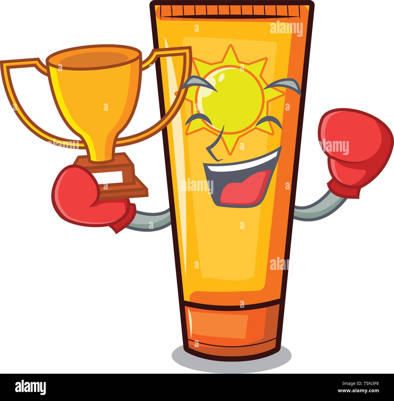 Boxing winner sun cream on a cartoon table Stock Vector Image & Art - Alamy