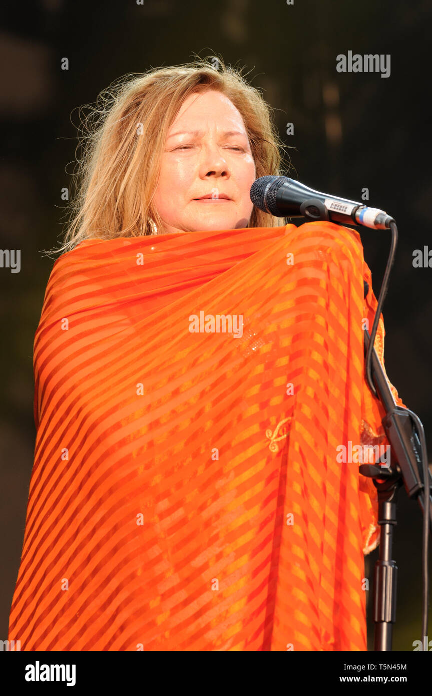 Norwegian, Sami musician, Marie Boine performing at the Womad Festival ...