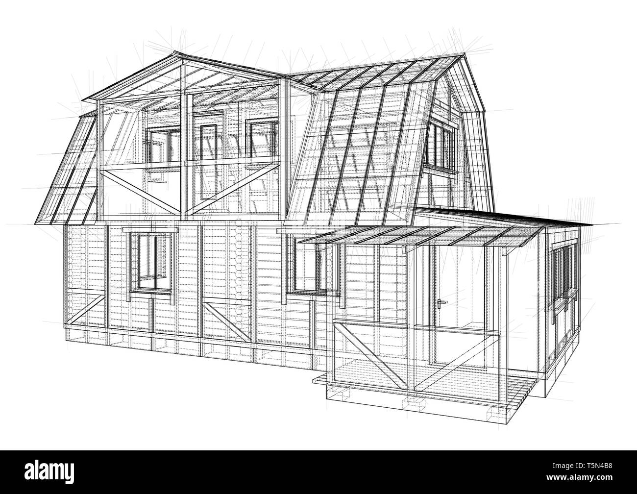 House sketch. Vector rendering of 3d Stock Vector Image & Art - Alamy