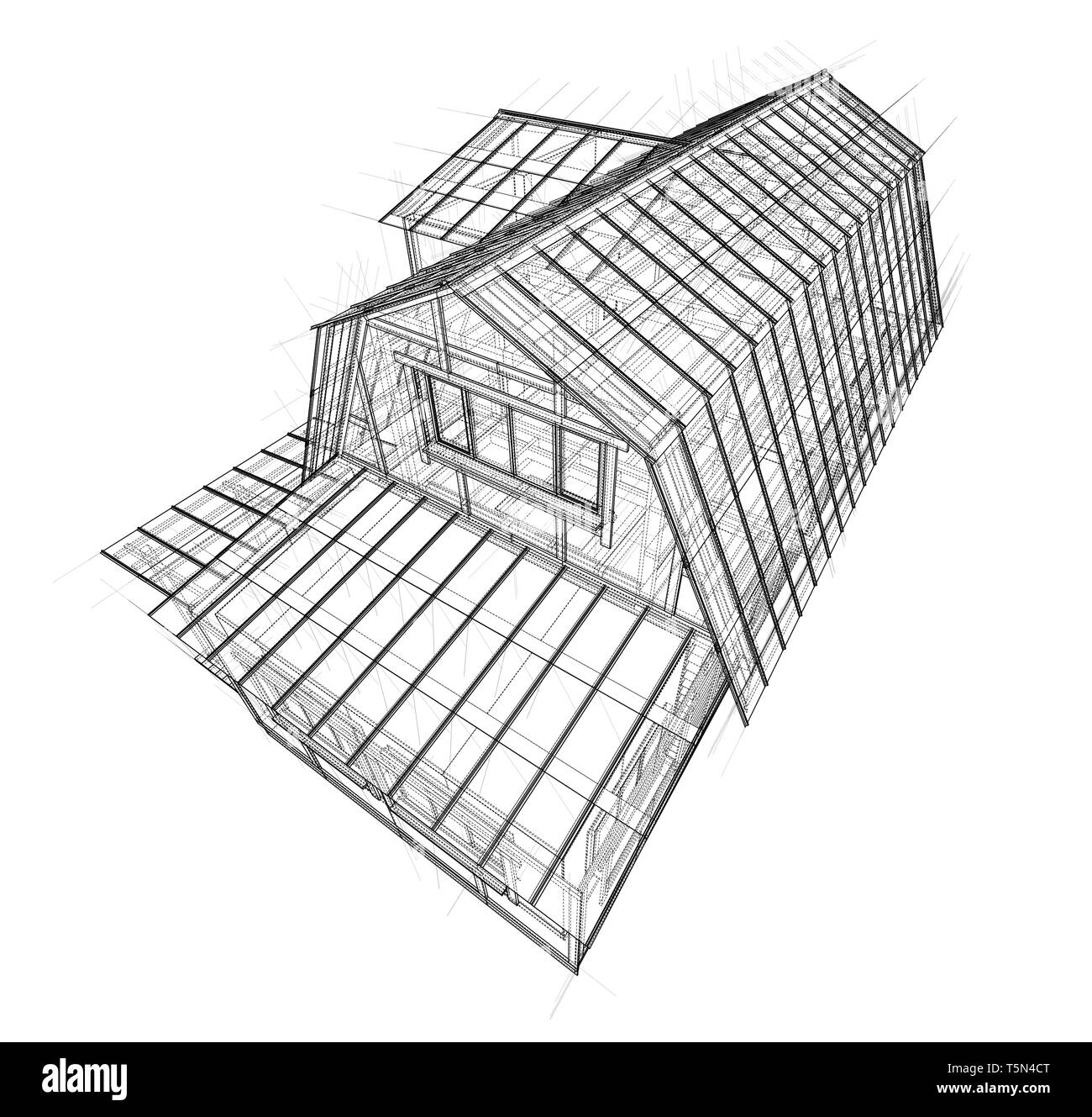 House sketch. Vector rendering of 3d Stock Vector Image & Art - Alamy