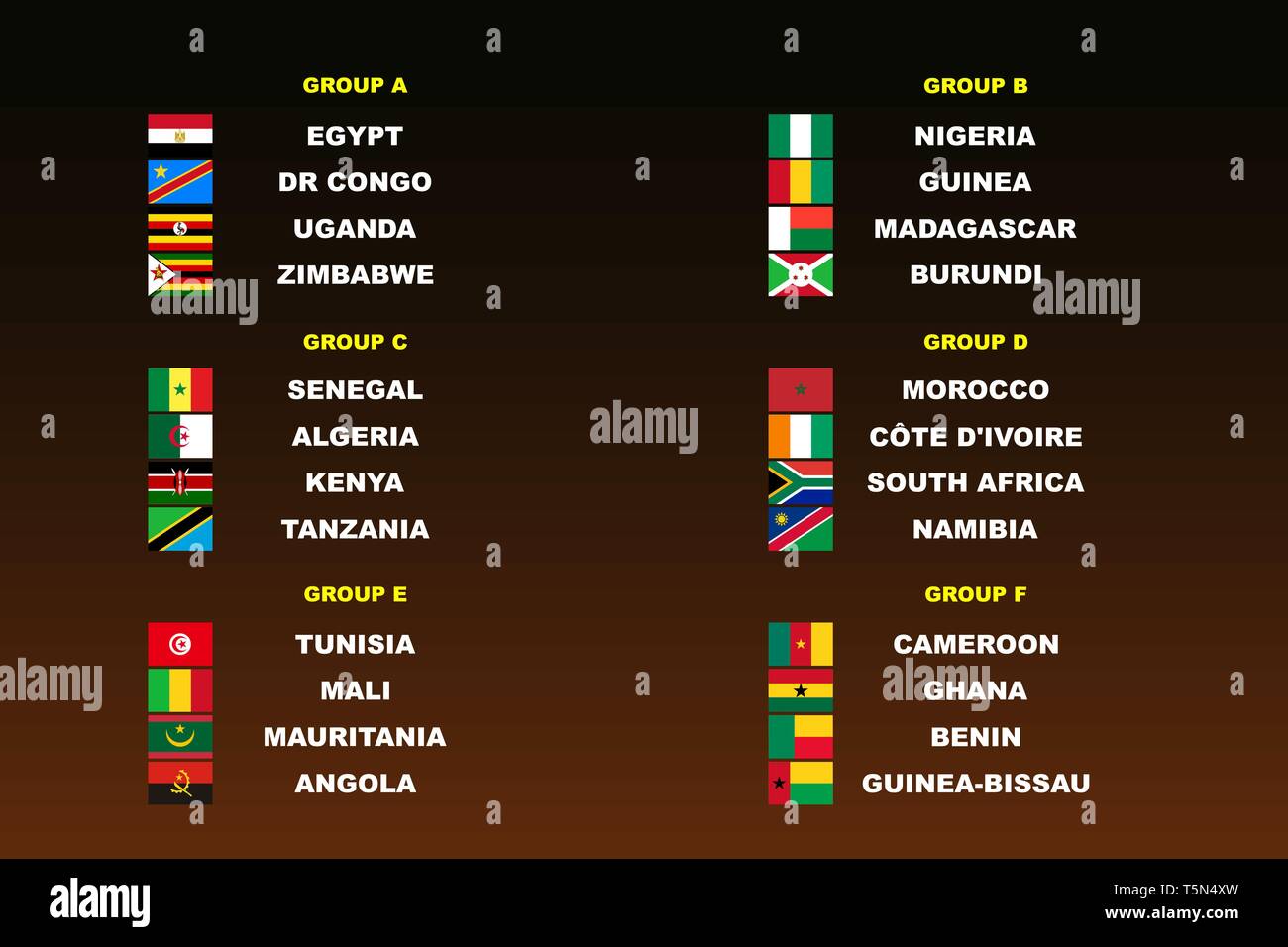 Africa nations soccer cup groups. All flags Stock Vector Image & Art ...