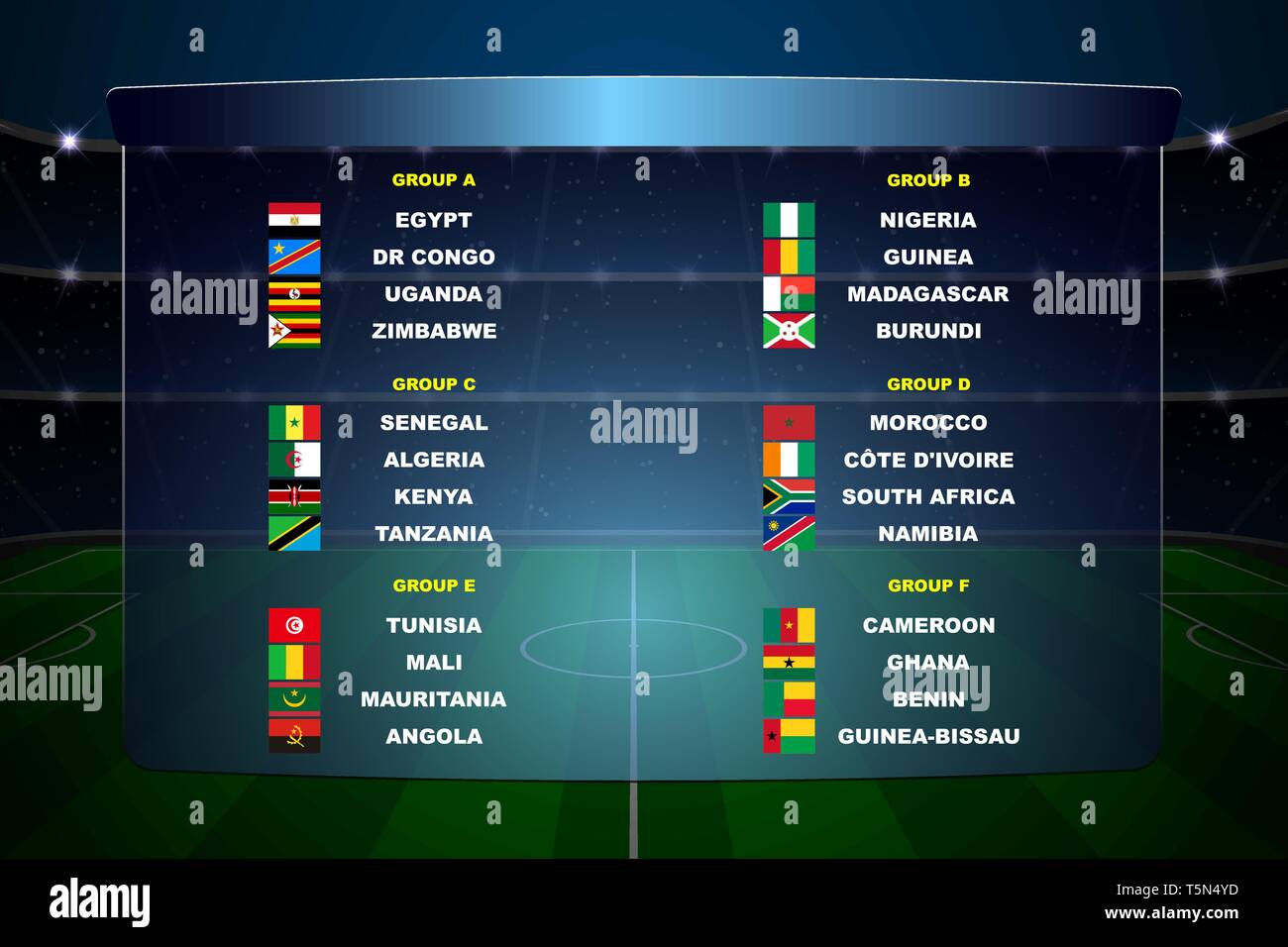 Africa nations soccer cup groups. All flags Stock Vector Image & Art ...