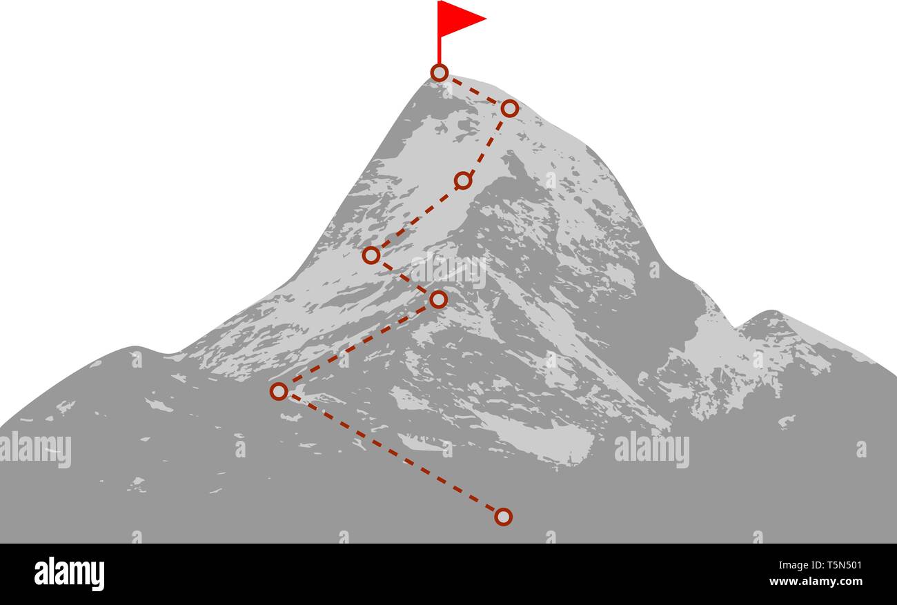 Mountain peak with climbing route Stock Vector Image & Art - Alamy