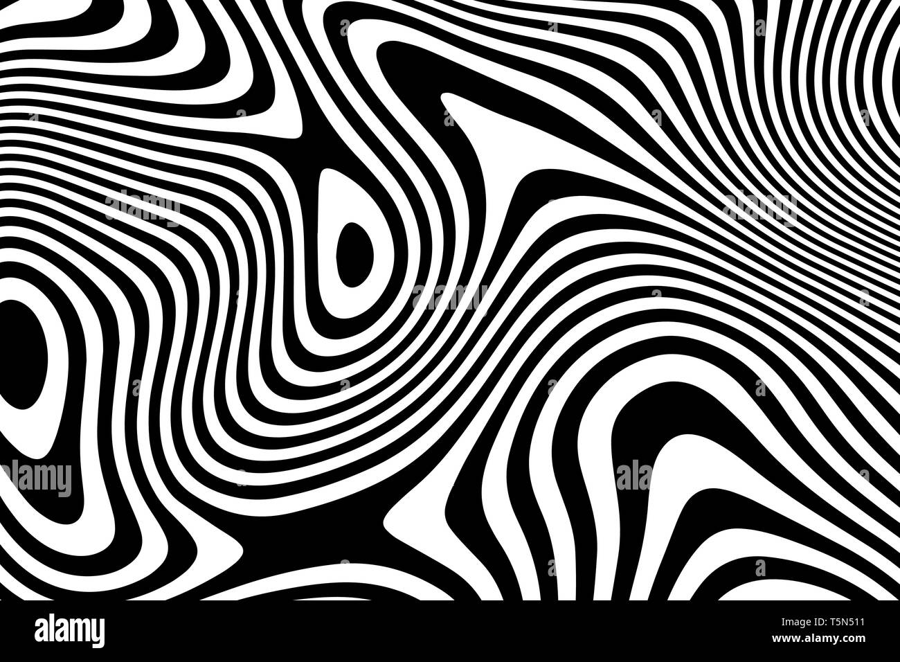 Wavy stripes background with curved ripple lines. Vector zebra texture ...