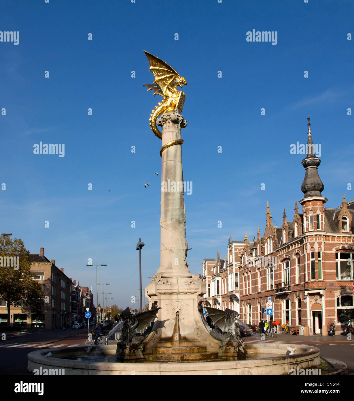 Monument with fountain in Netherlands Stock Photo - Alamy