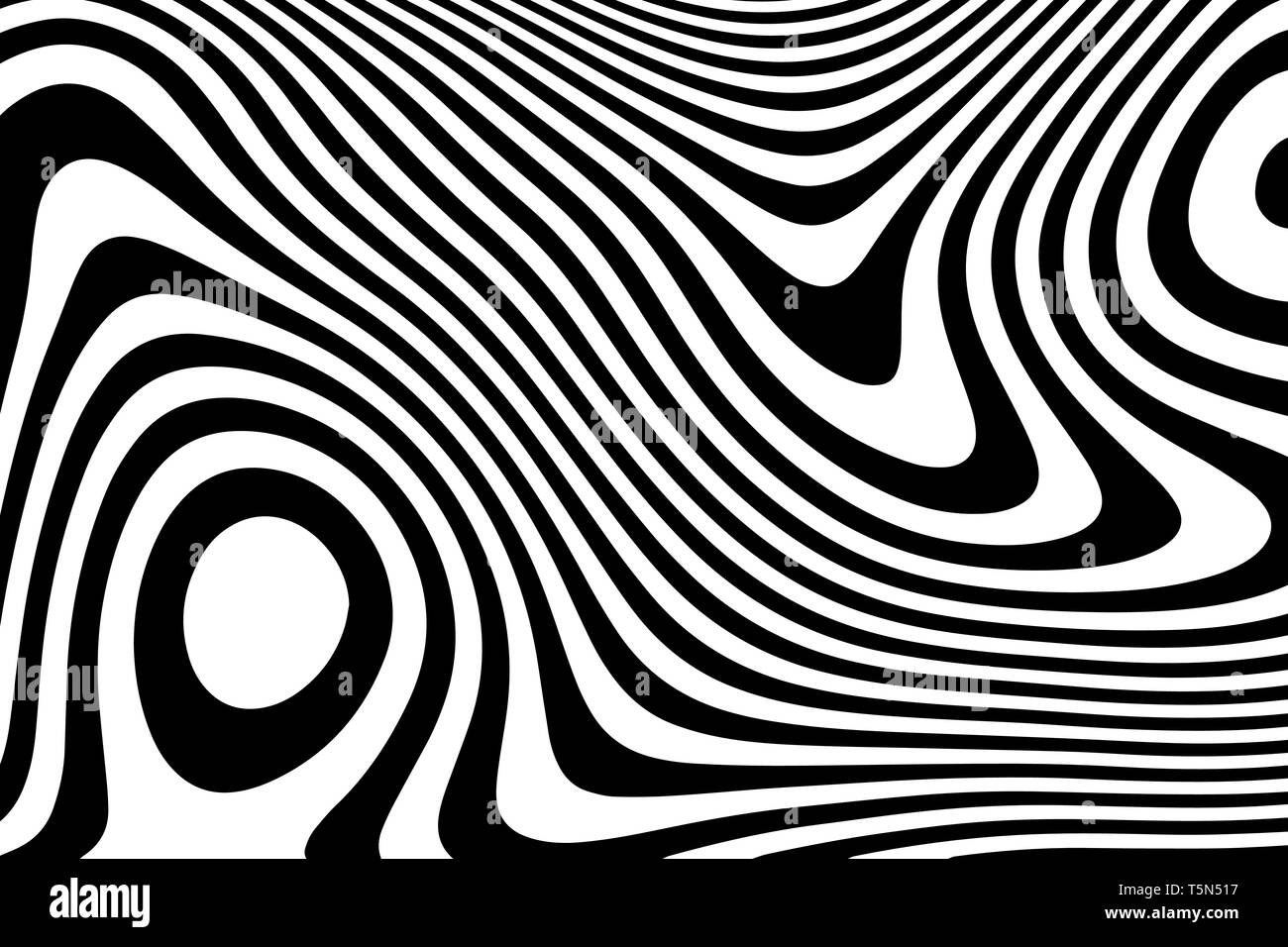 Wavy stripes background with curved ripple lines. Vector zebra texture ...